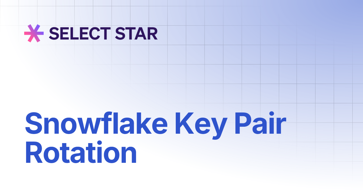 Snowflake Key Pair Rotation | Select Star