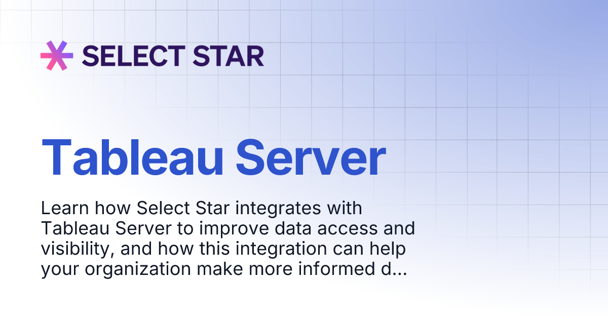 Tableau Server | Select Star