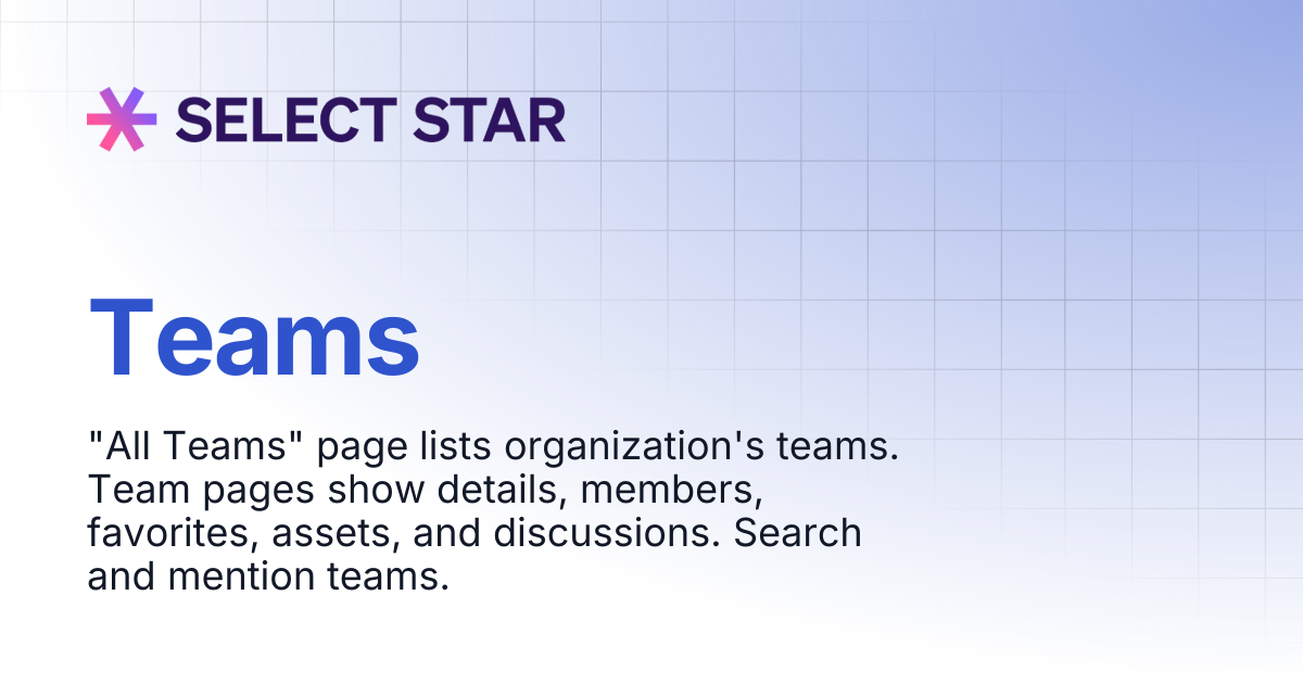 Teams | Select Star